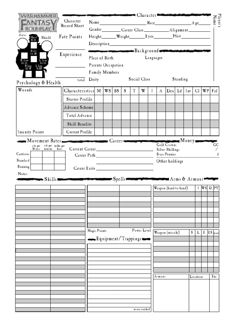 WFRP Hogshead Gregorhutton Character Sheet | PDF