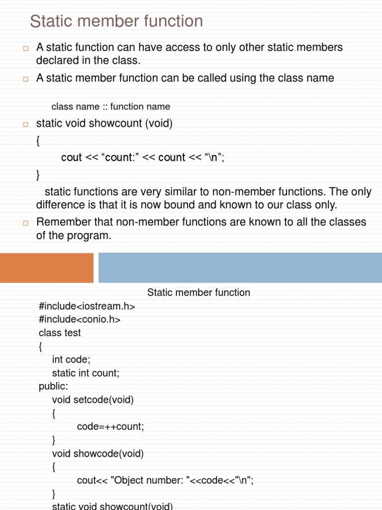 Static and Const Member Functions | PDF