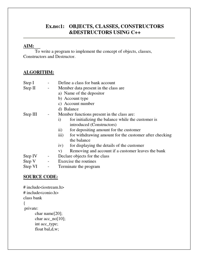 OOPS Record With Algorithms | PDF | Class (Computer Programming ...