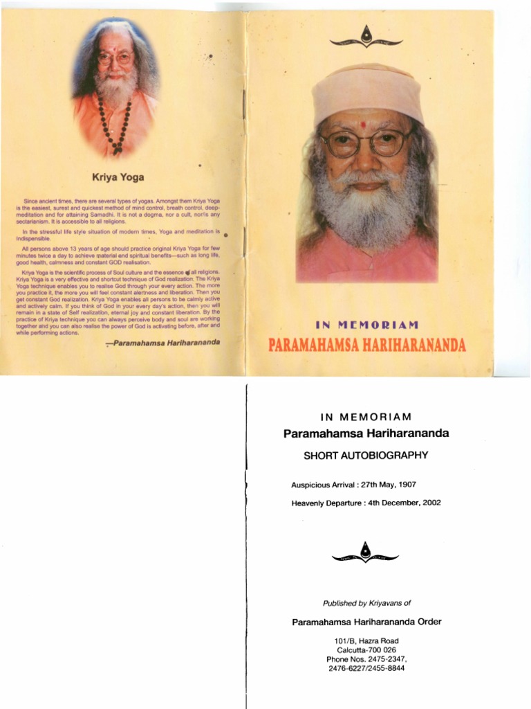 Kriya Yoga and Paramahamsa Hariharananda | PDF | Yoga | Paramahansa ...