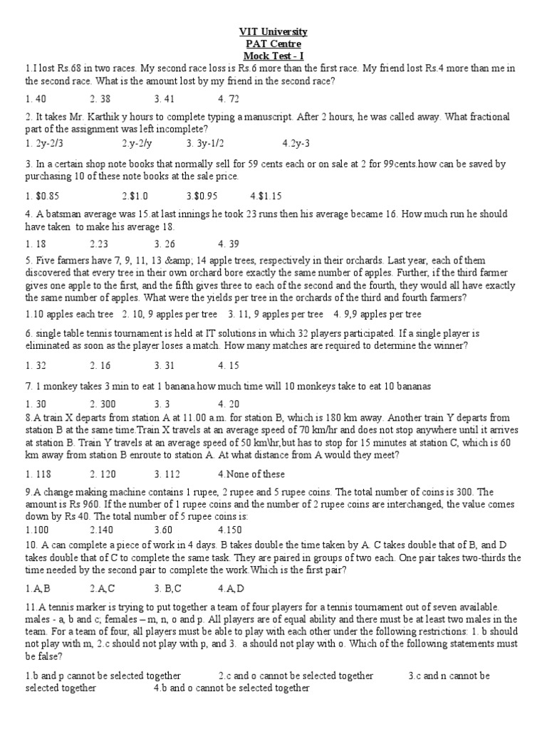 Mock Test - 1 | PDF | Fraction (Mathematics) | Teaching Mathematics
