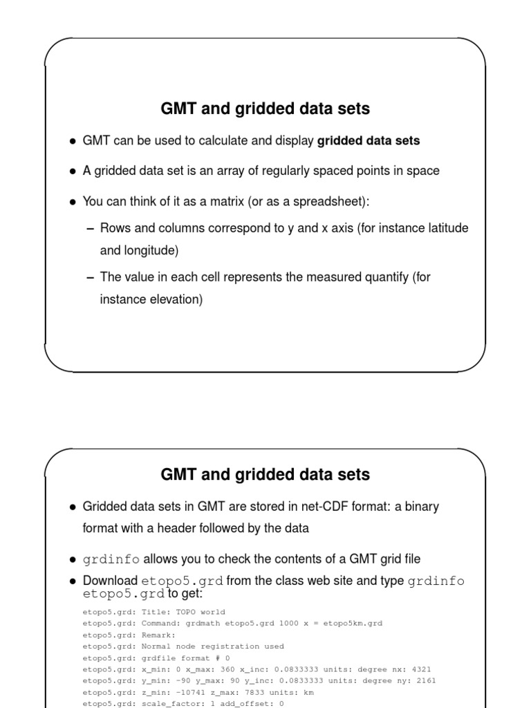 GMT and Gridded Data Sets | PDF | Topography | Scientific Modeling