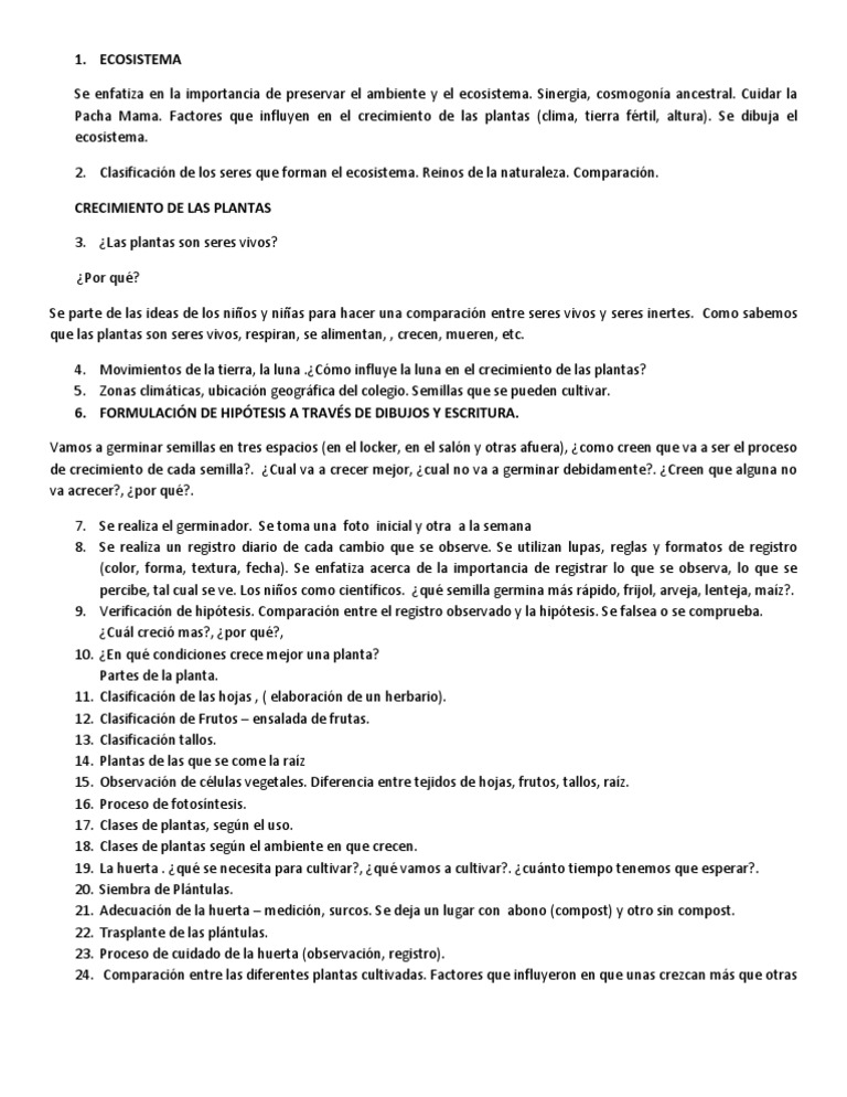 Crecimiento y cuidado de plantas para niños | PDF