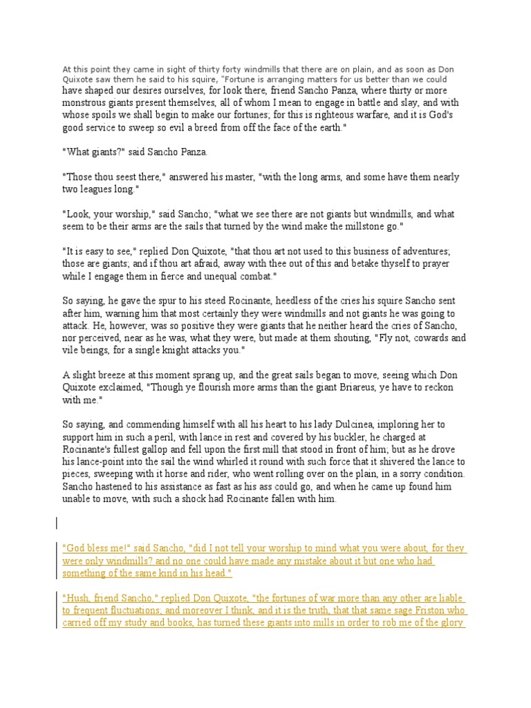 Don Quixote and The Windmills | PDF | Don Quixote | Knight