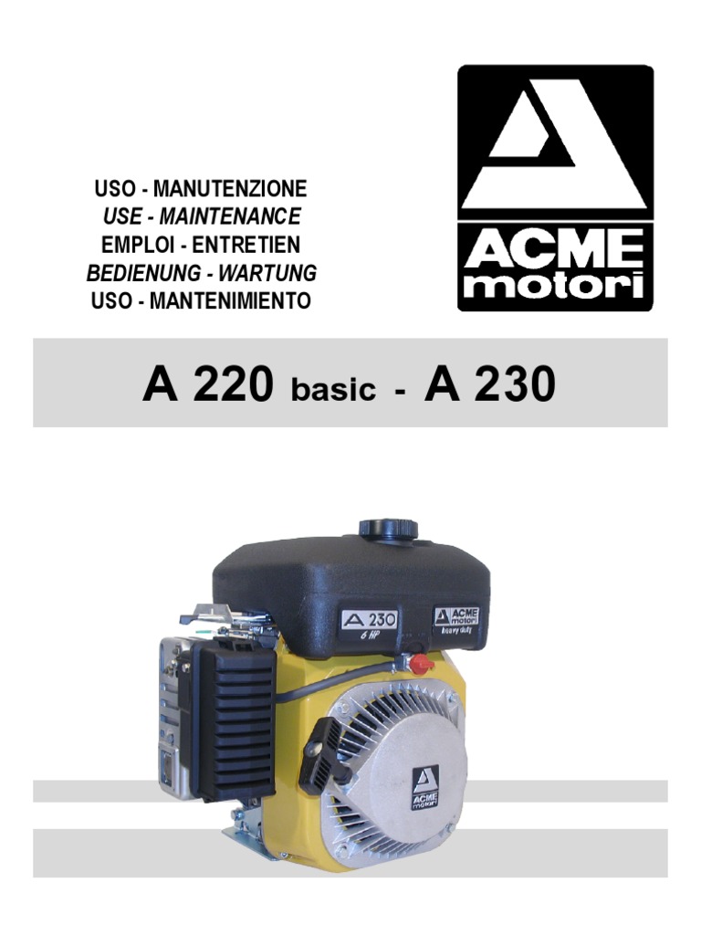 Acme Motori A220-A230 Operating Instrux | PDF | Huile de moteur ...