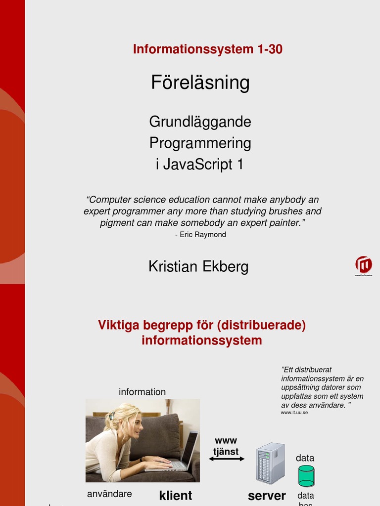 Grundläggande programmering i Javascript 1 | PDF