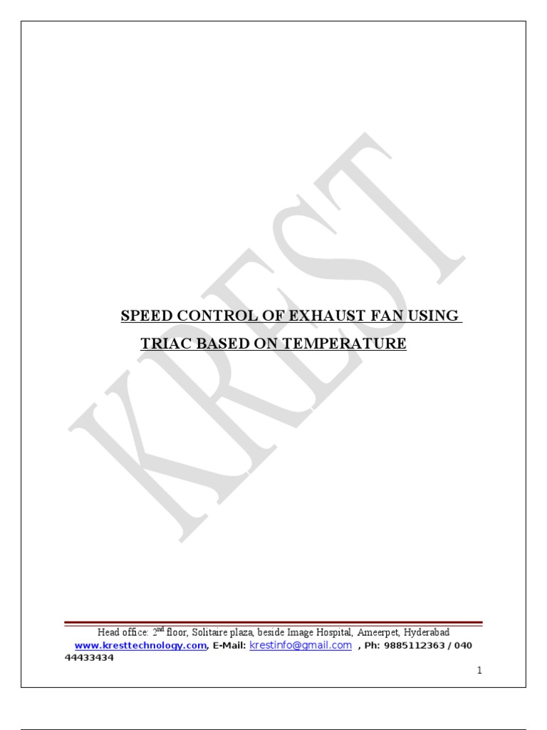 Speed Control of Exhaust Fan Using Triac Based On Temperature | PDF ...