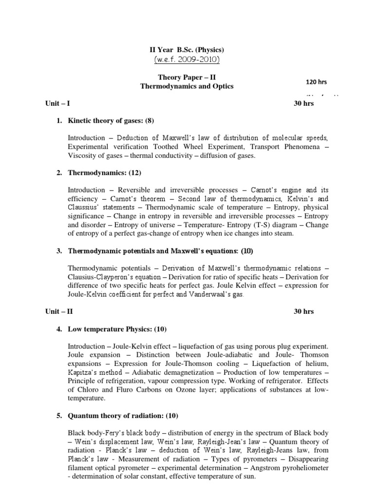 2nd BSC Syllabus | PDF | Diffraction | Interference (Wave Propagation)