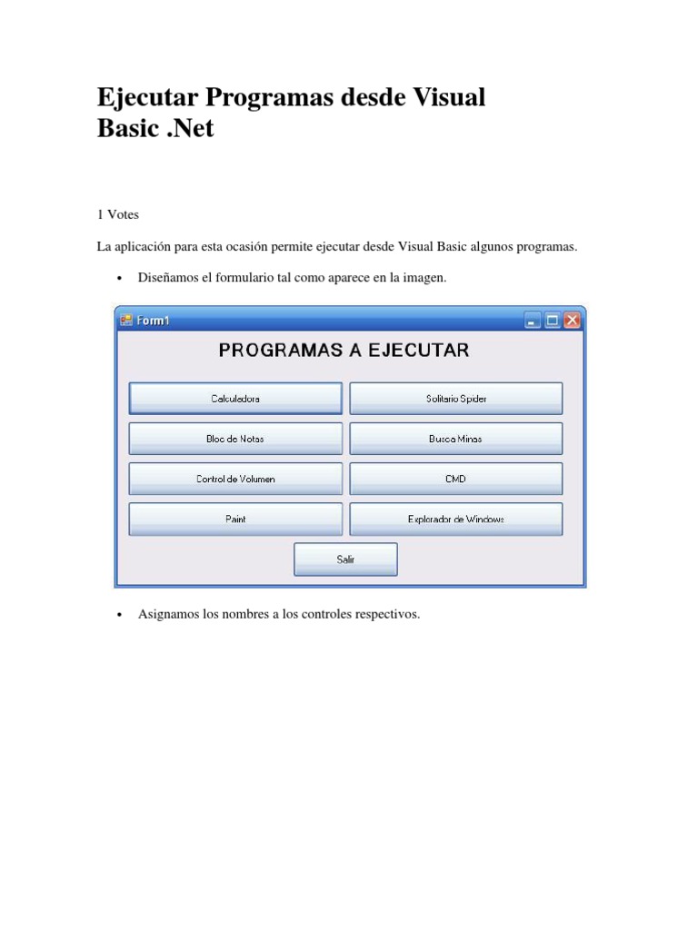 Ejecutar Programas Desde Visual Basic | PDF | Microsoft Windows | Software de Microsoft