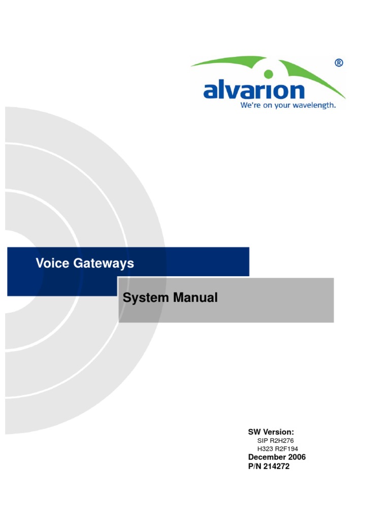 Alvarion VG-1D1V-SIP Voice Gateway | PDF | Ip Address | Gateway ...