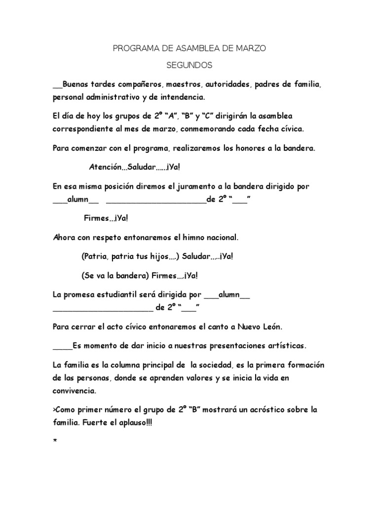 Programa de Asamblea de Marzo | PDF