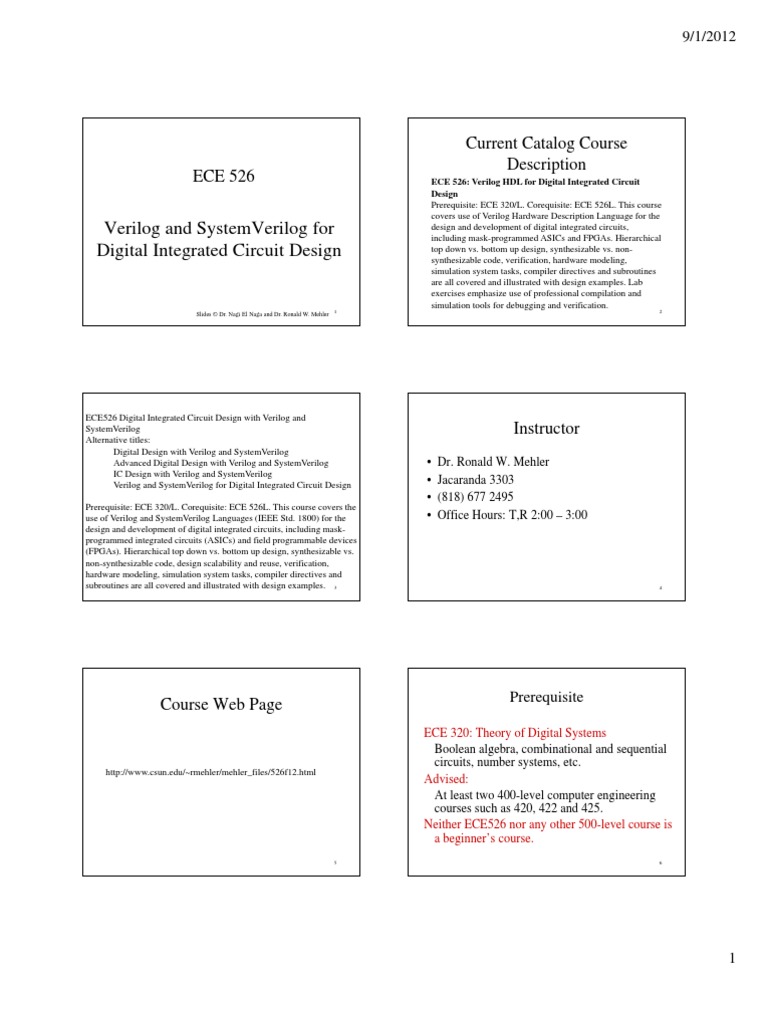 526 Lec 1 | PDF | Logic Synthesis | Electronic Design Automation