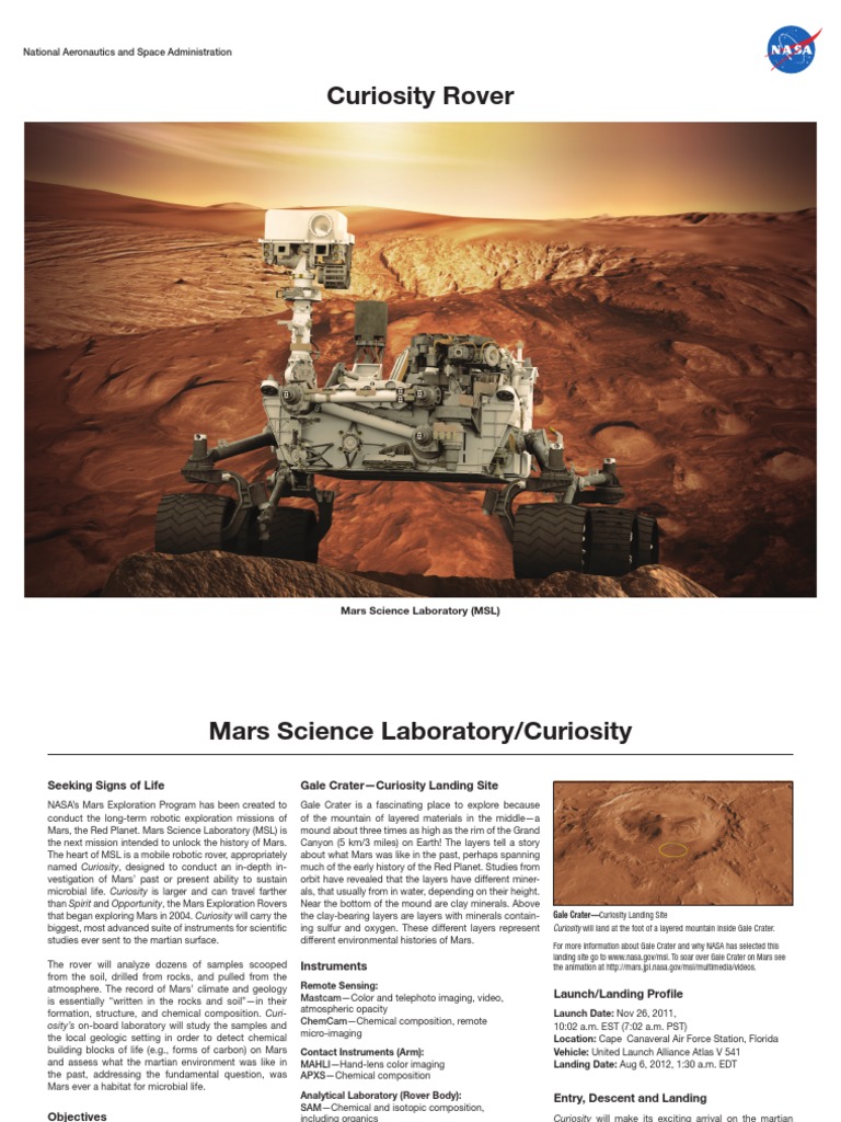 Mars Curiosity Rover Facts | PDF | Curiosity (Rover) | Mars