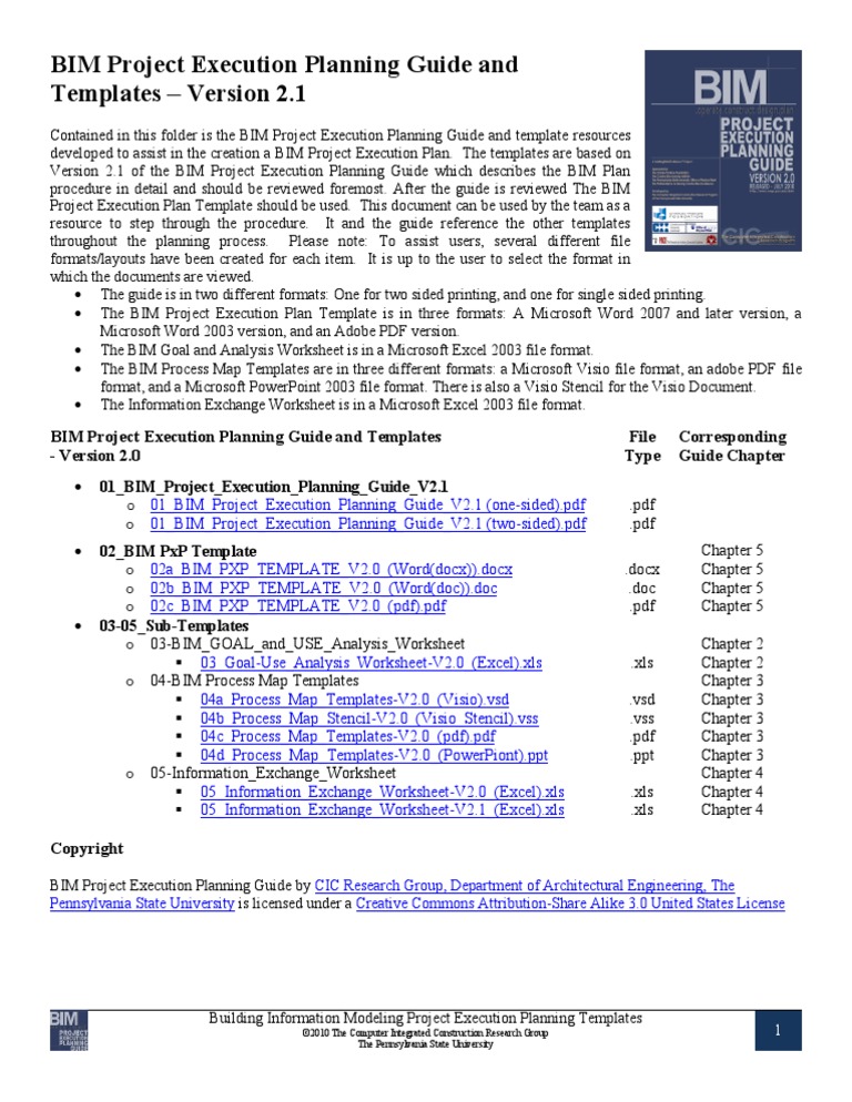 BIM Project Execution Planning Guide and Templates - V2.1 | PDF ...