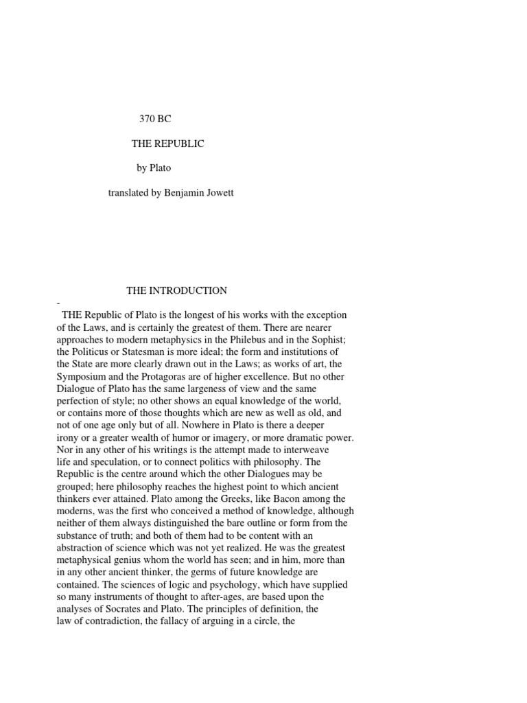 The Republic - Plato | PDF | Plato | Socrates