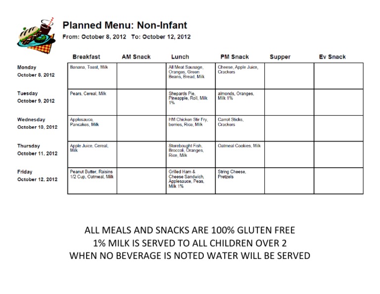 October Week 2 Menu | PDF