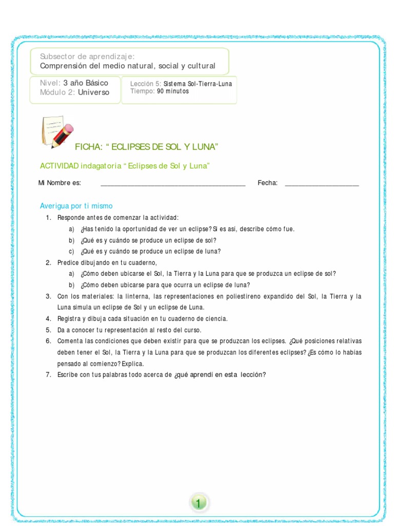 Ficha Alumno Eclipses | PDF