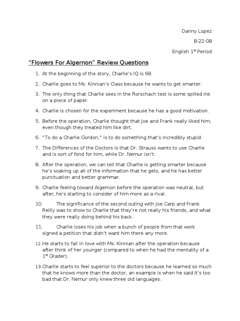 Understanding Charlie Gordon's Journey Through 'Flowers for Algernon ...