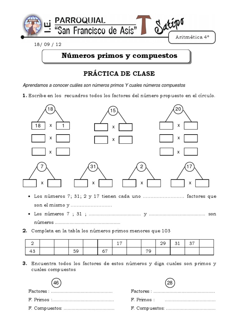 Números Primos y Compuestos | PDF | Métodos y materiales de enseñanza