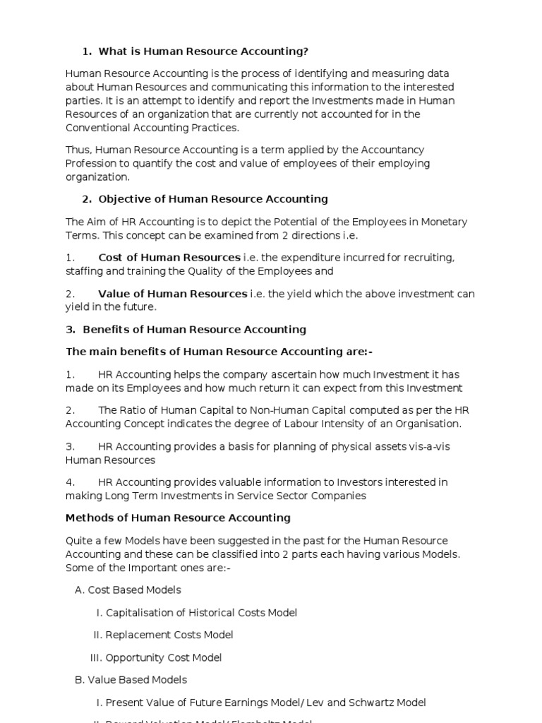 Human Resource Accounting Guide | PDF | Human Resources | Investing