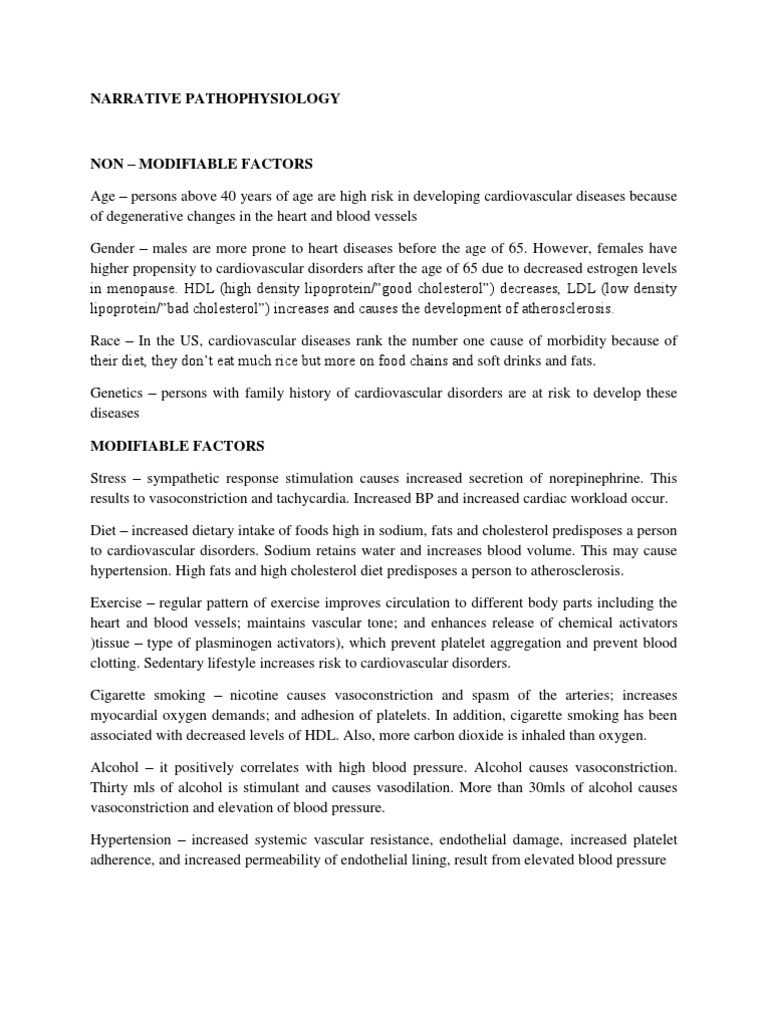 Narrative Pathophysiology | PDF | Atheroma | Atherosclerosis