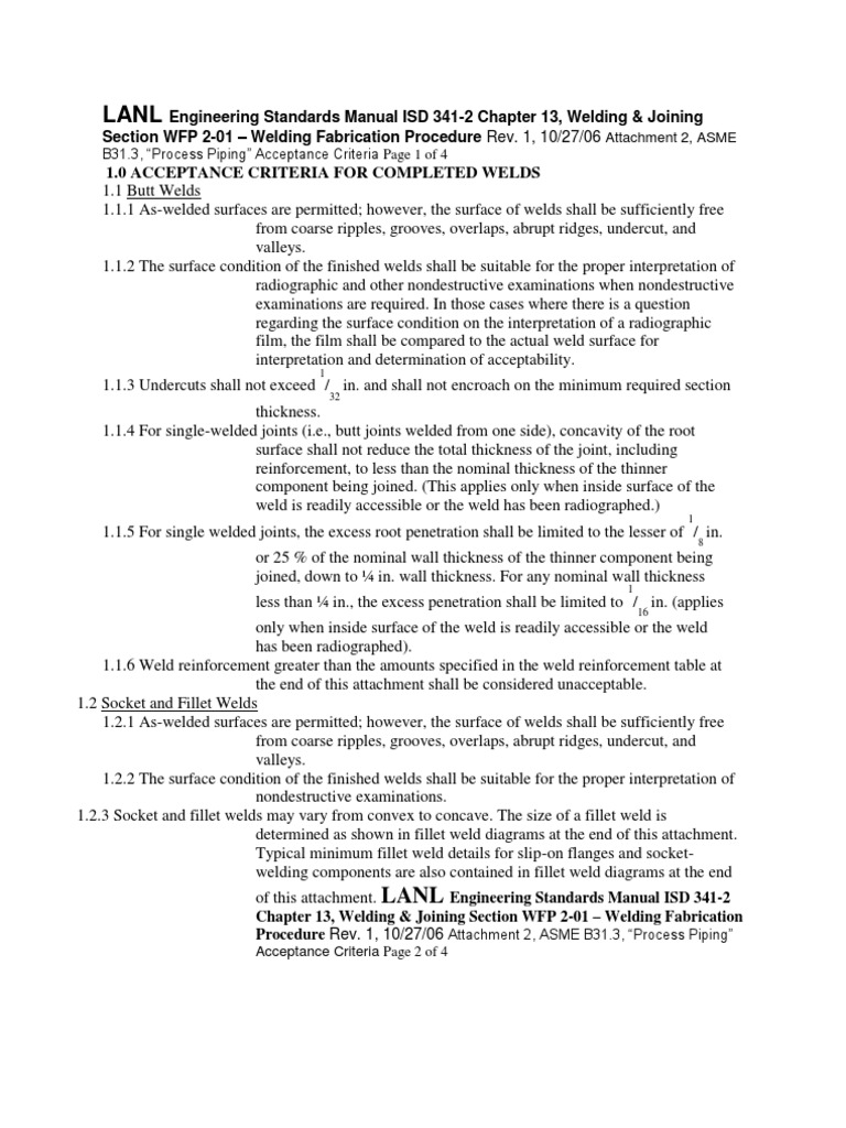 Acceptance Criteria For Weld Defects | PDF | Nondestructive Testing ...