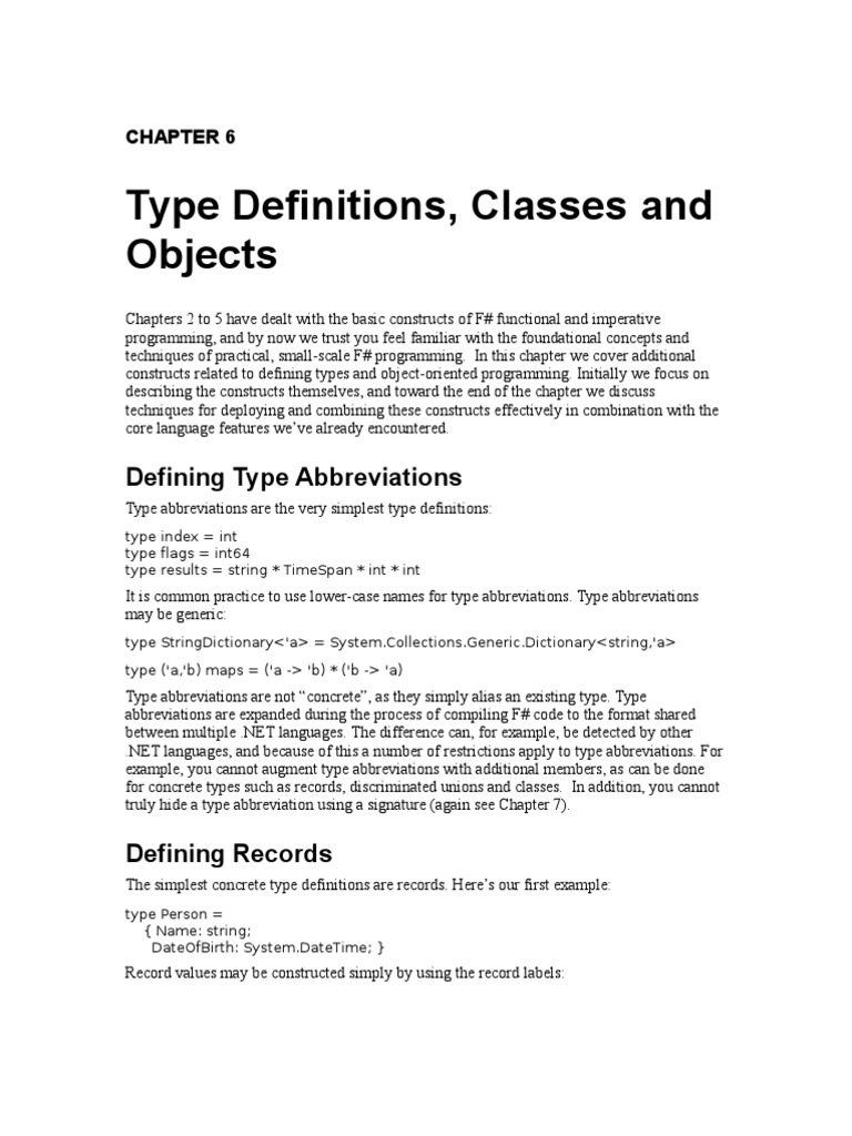 Type Definitions Classes And Objects Pdf Class Computer Programming Inheritance Object