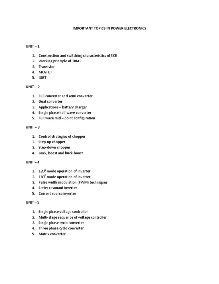 Important Topics in Power Electronics | PDF