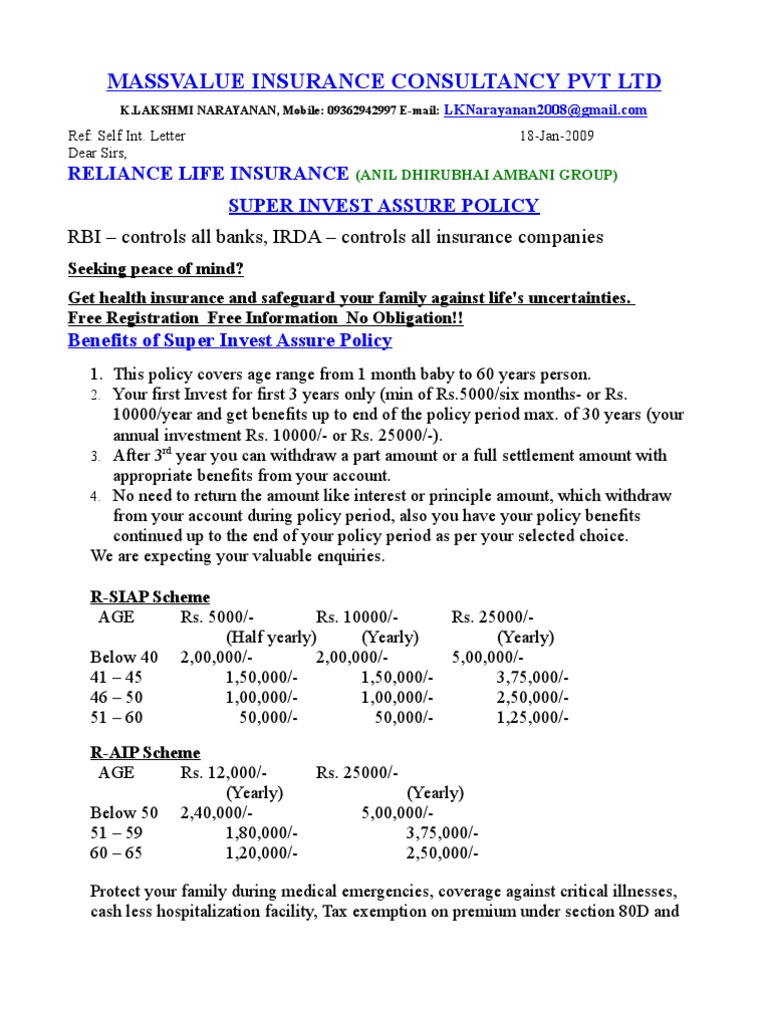 Reliance Life Insurance | PDF | Life Insurance | Insurance