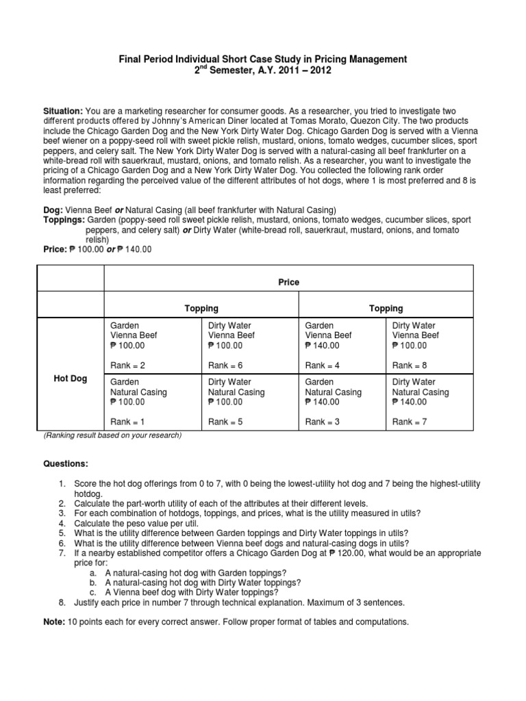 Pricing Strategy Case Study Analysis | PDF | Pickling | Foods