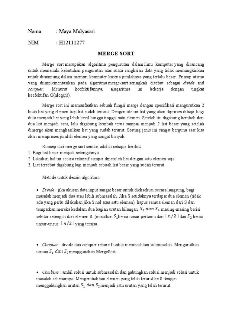 Merge Sort Rekursif | PDF