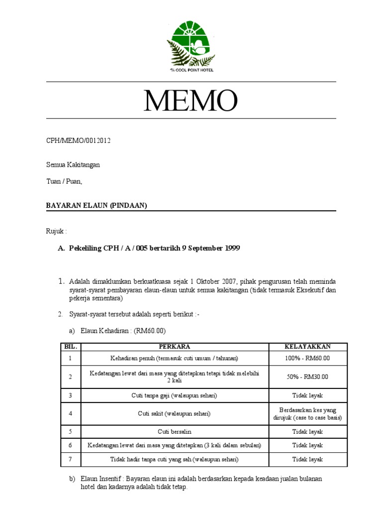 Memo | PDF | Pengelolaan Keuangan & Uang
