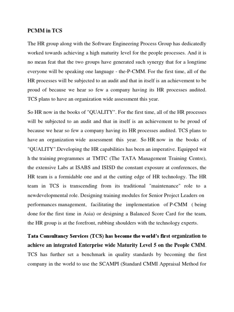 PCMM in TCS | PDF | Accountability | Information Technology