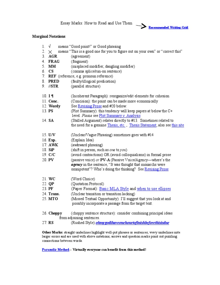 Essay Marking Guide & Writing Tips | PDF | Language Arts & Discipline