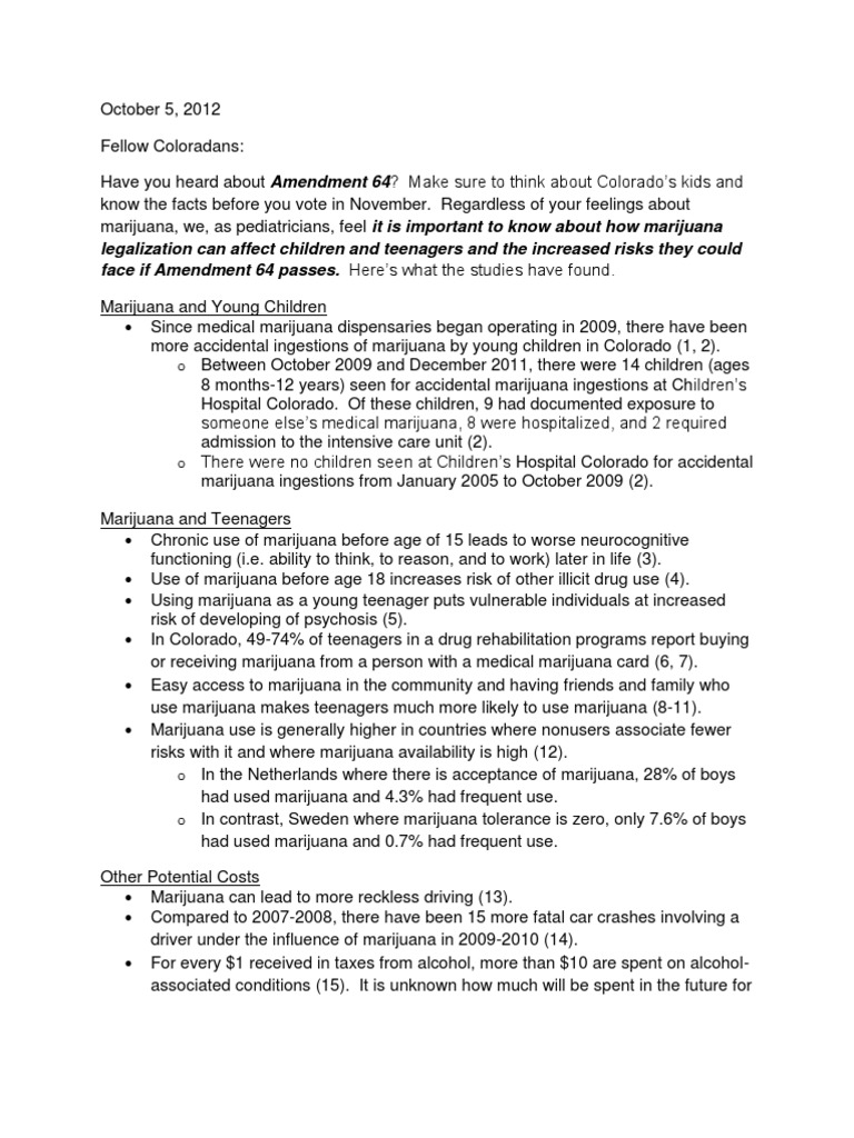 American Academy of Pediatrics Colorado Chapter Amendment 64 Letter ...