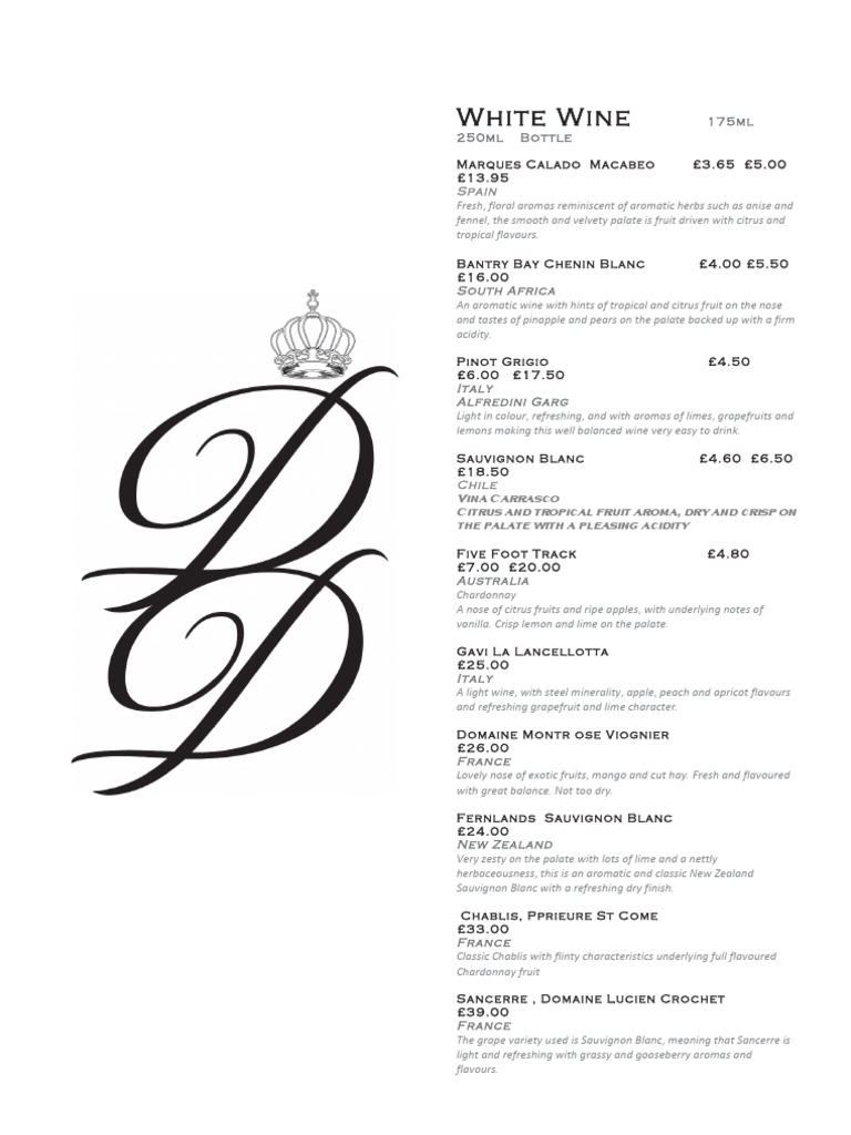 DND Wine List 01042012 | PDF | Champagne | Aroma Of Wine