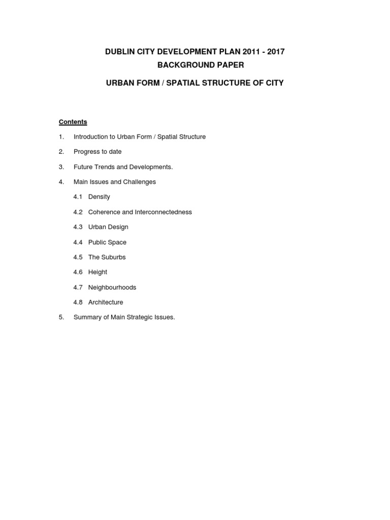 Urban Form and Spacial Structure - Background Paper | PDF | City ...