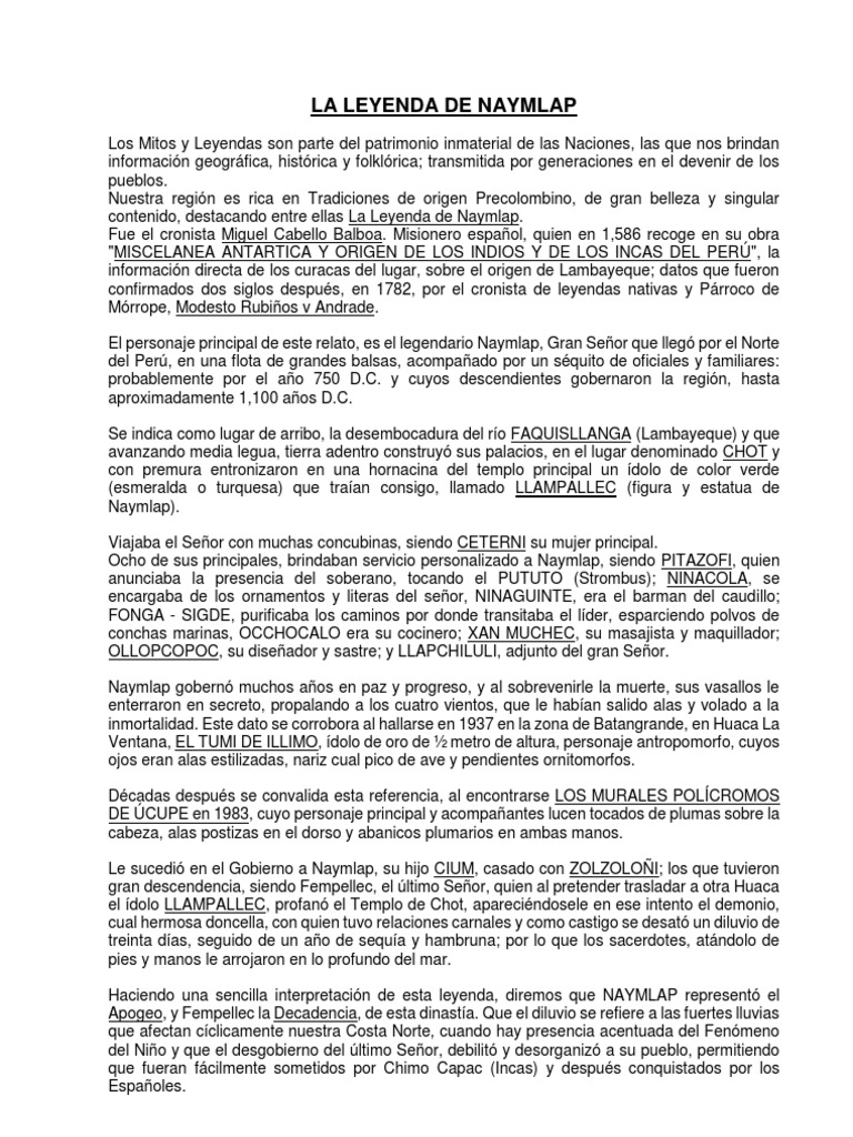 La Leyenda de Naymlap | PDF | Imperio Inca