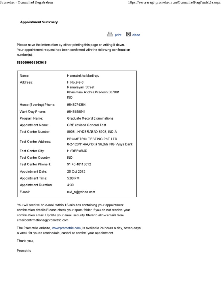 Prometric - Committed Registration | PDF