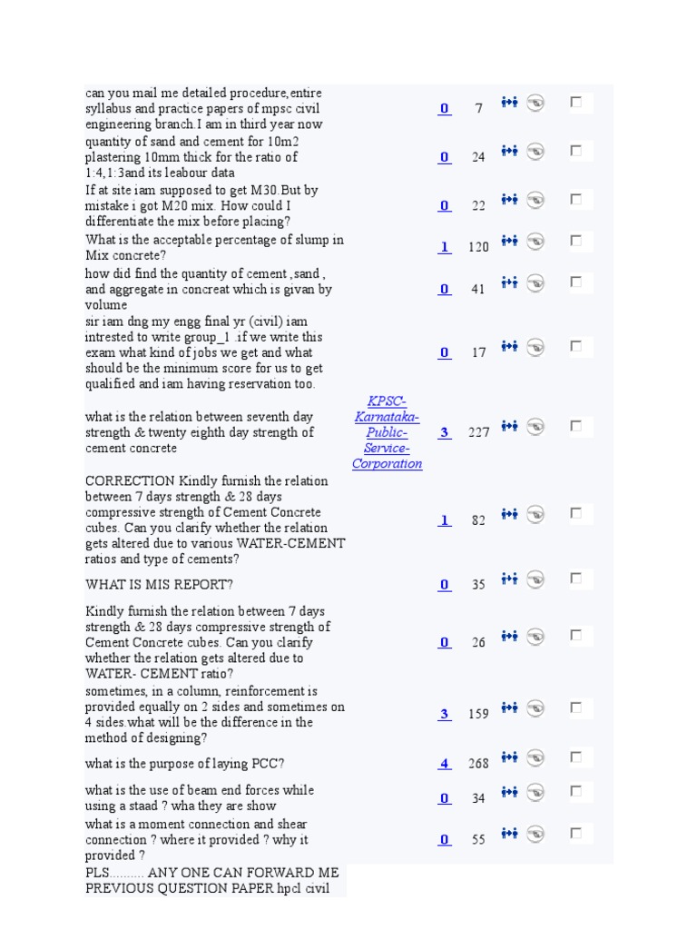 Civil Engineering Interview Question | PDF | Column | Concrete