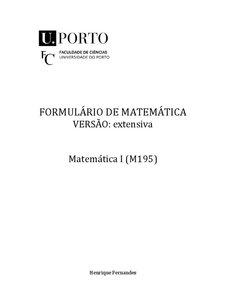 Formulário de Matemática | PDF