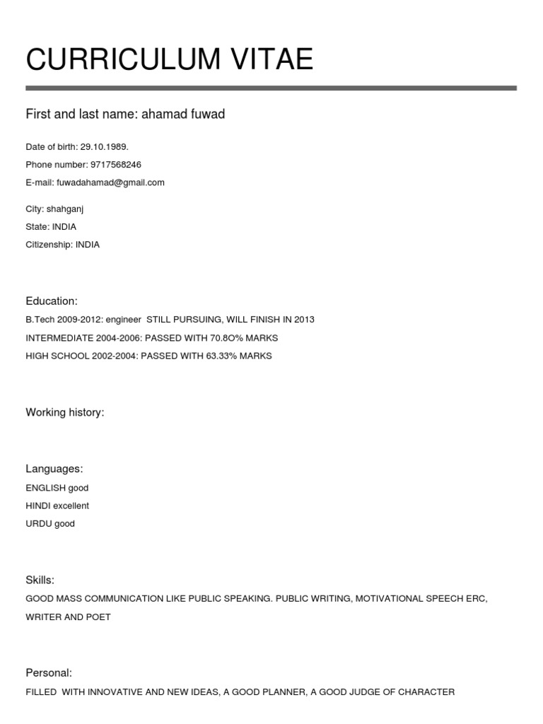 Ahamad Fuwad CV | PDF