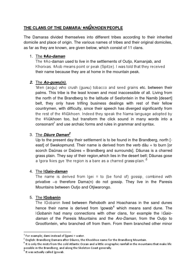 The Clans of The Damara | PDF | Languages