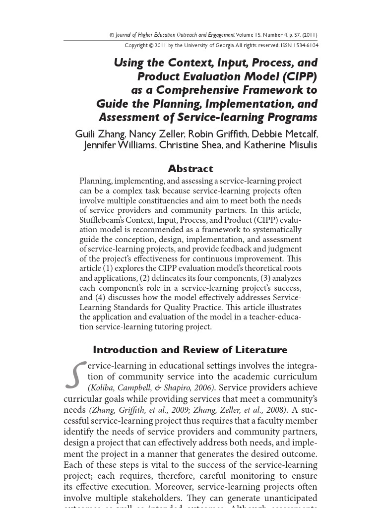 Cipp Model | PDF | Service Learning | Evaluation