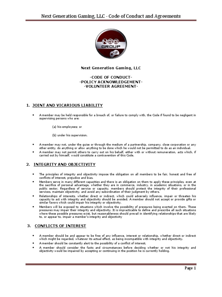 NGG Legal - Code of Conduct | PDF | Confidentiality | Conflict Of Interest
