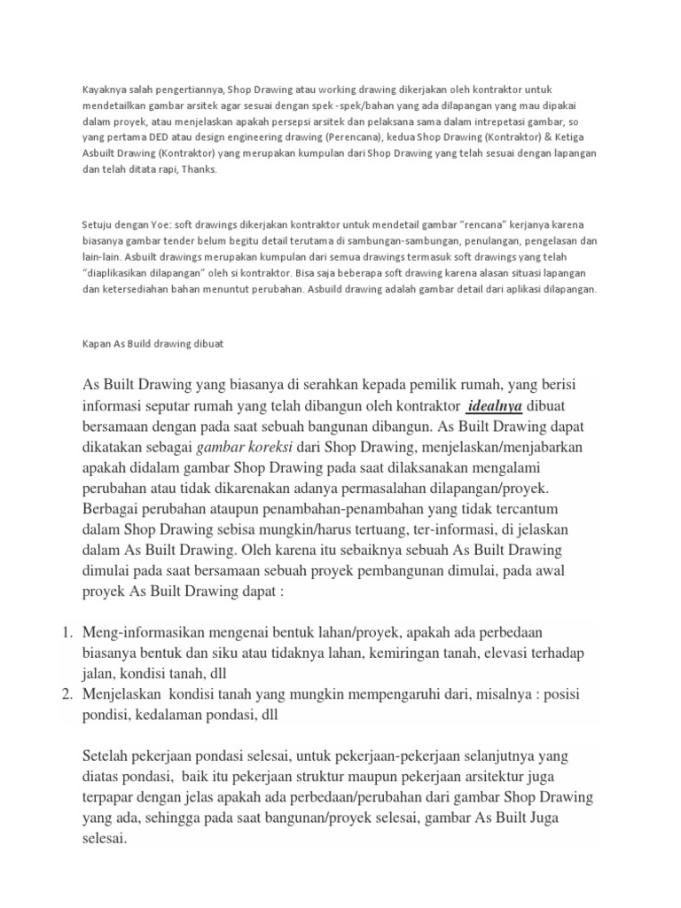 Perbedaan Shop Drawing dan As Built | PDF