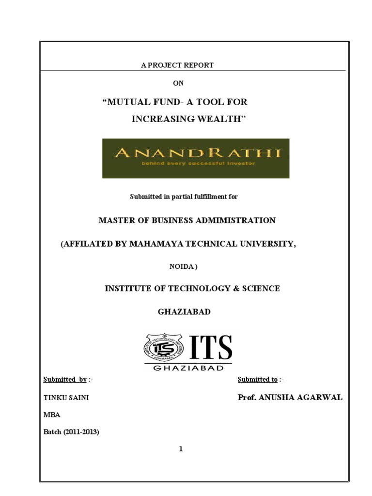 Project Report On Mutual Funds | PDF | Mutual Funds | Investing