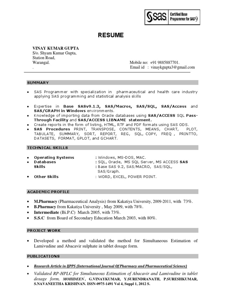Sas Resume New | PDF
