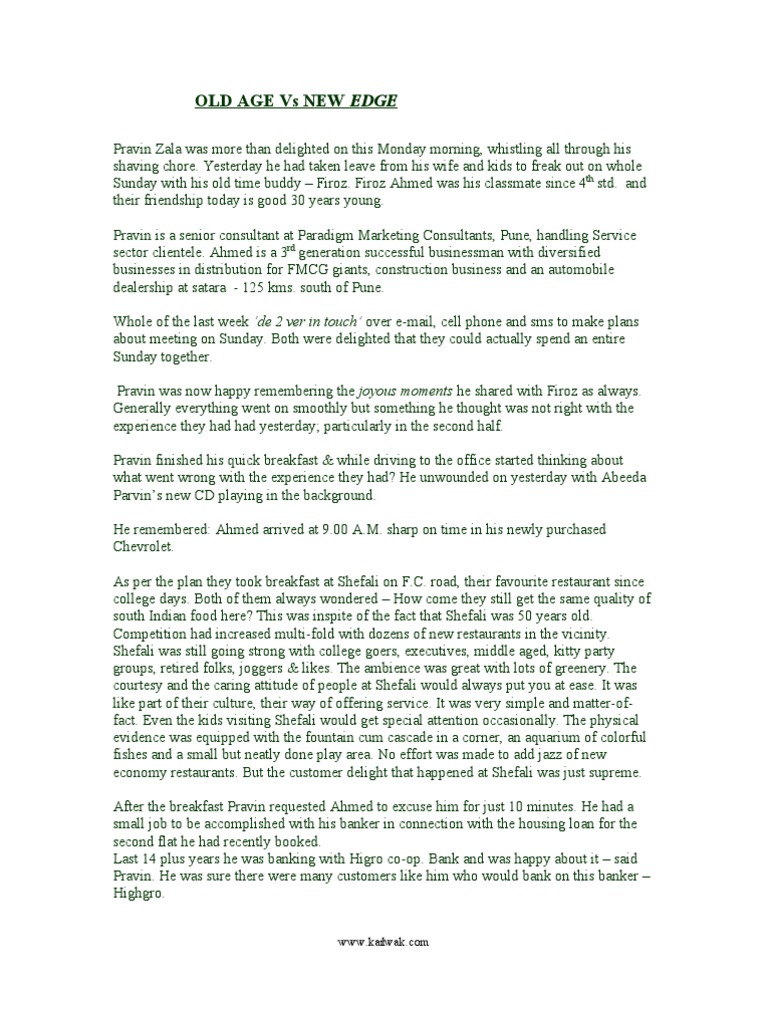 Case Study - Old Age Vs New Edge | PDF | Business