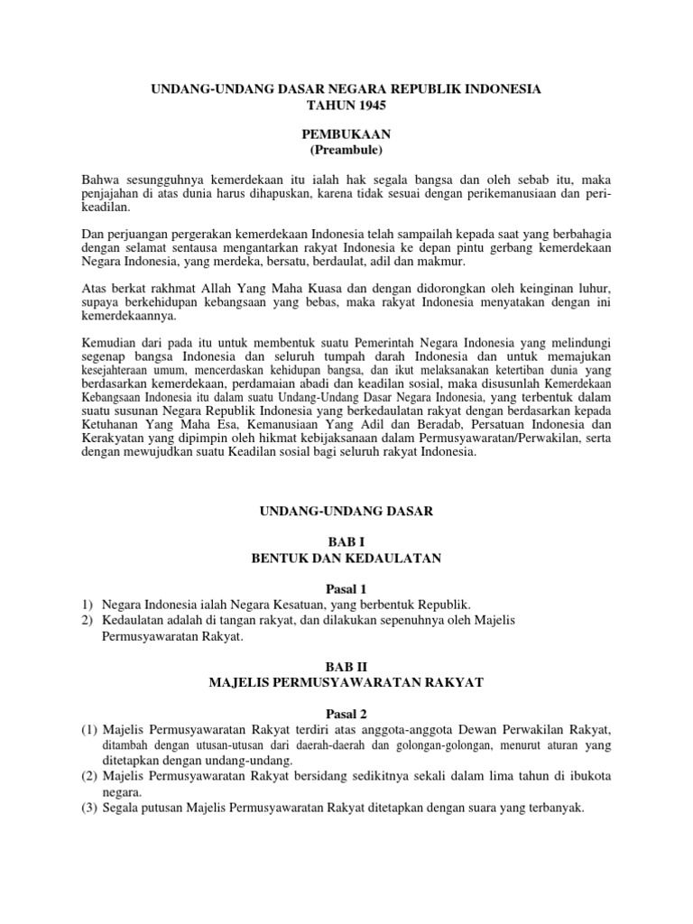 Naskah Asli UUD 1945 | PDF | Politik | Hukum